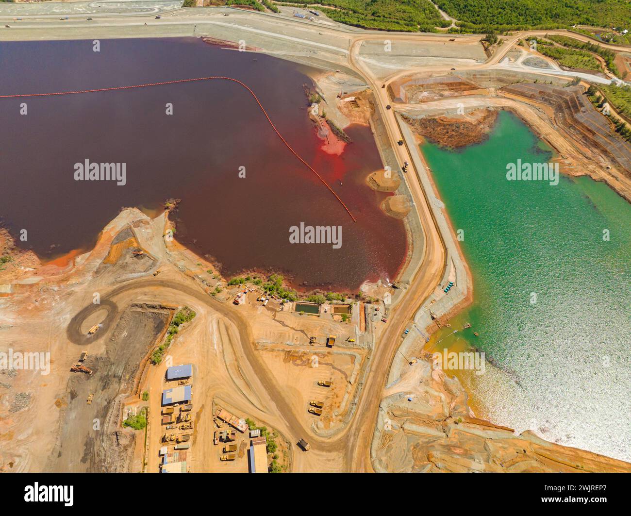 Bloody color of water in mining nickel. Mindanao, Philippines Stock ...