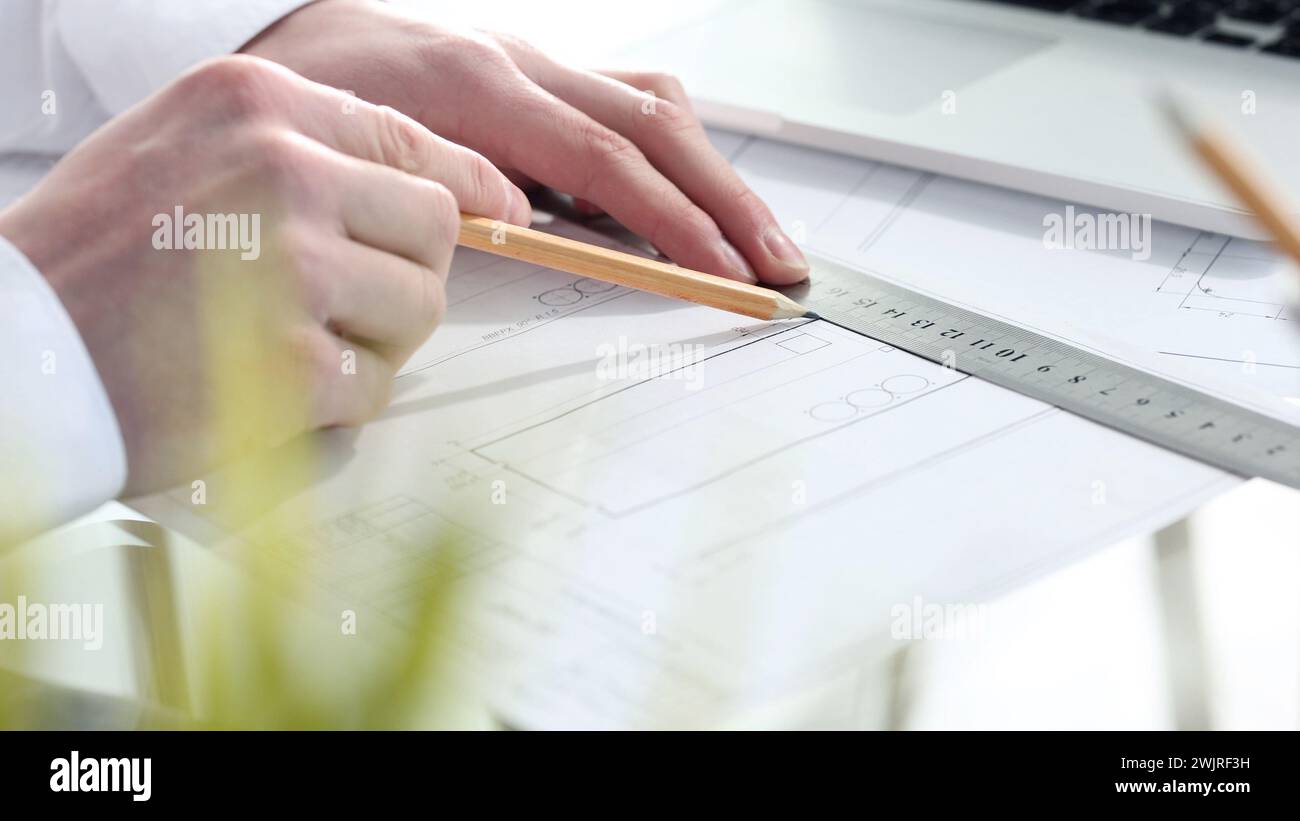 Engineering drawings of an important development Stock Photo - Alamy