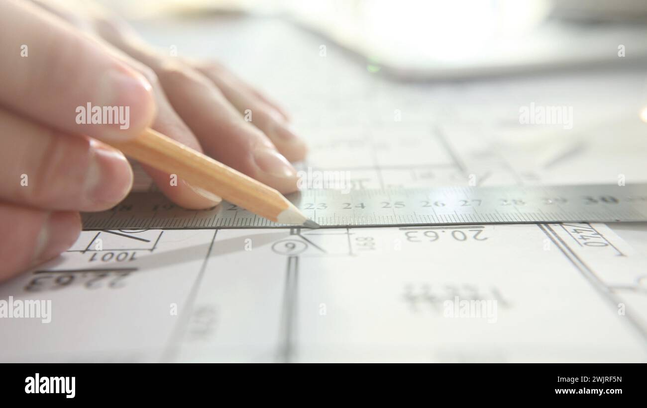 Drawing drawings and house layout Stock Photo - Alamy