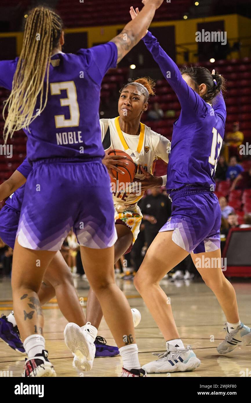 Tempe, United States. 16th Feb, 2024. Arizona State Sun Devils guard ...