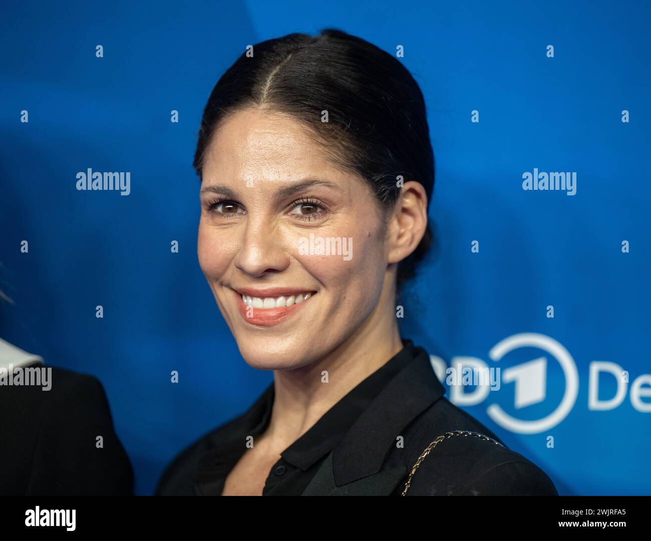 Berlin, Germany. 16th Feb, 2024. Jasmin Gerat comes to the ARD Blue ...