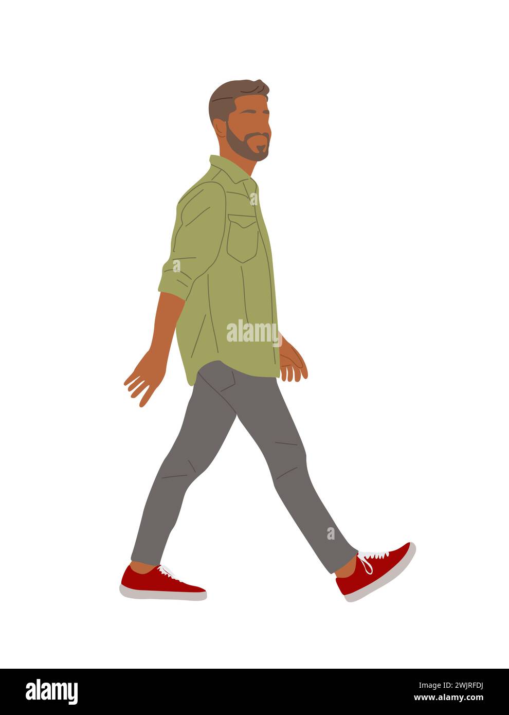 Side view young guy walking Stock Vector Images - Alamy