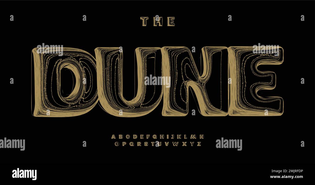 Contour golden typography, elegant creative font. Bold ornate letters ...