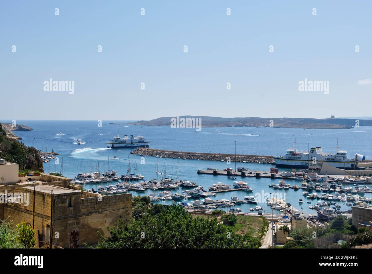 Harbour and ferry terminal on the island of Gozo - Mgarr, Malta Stock ...