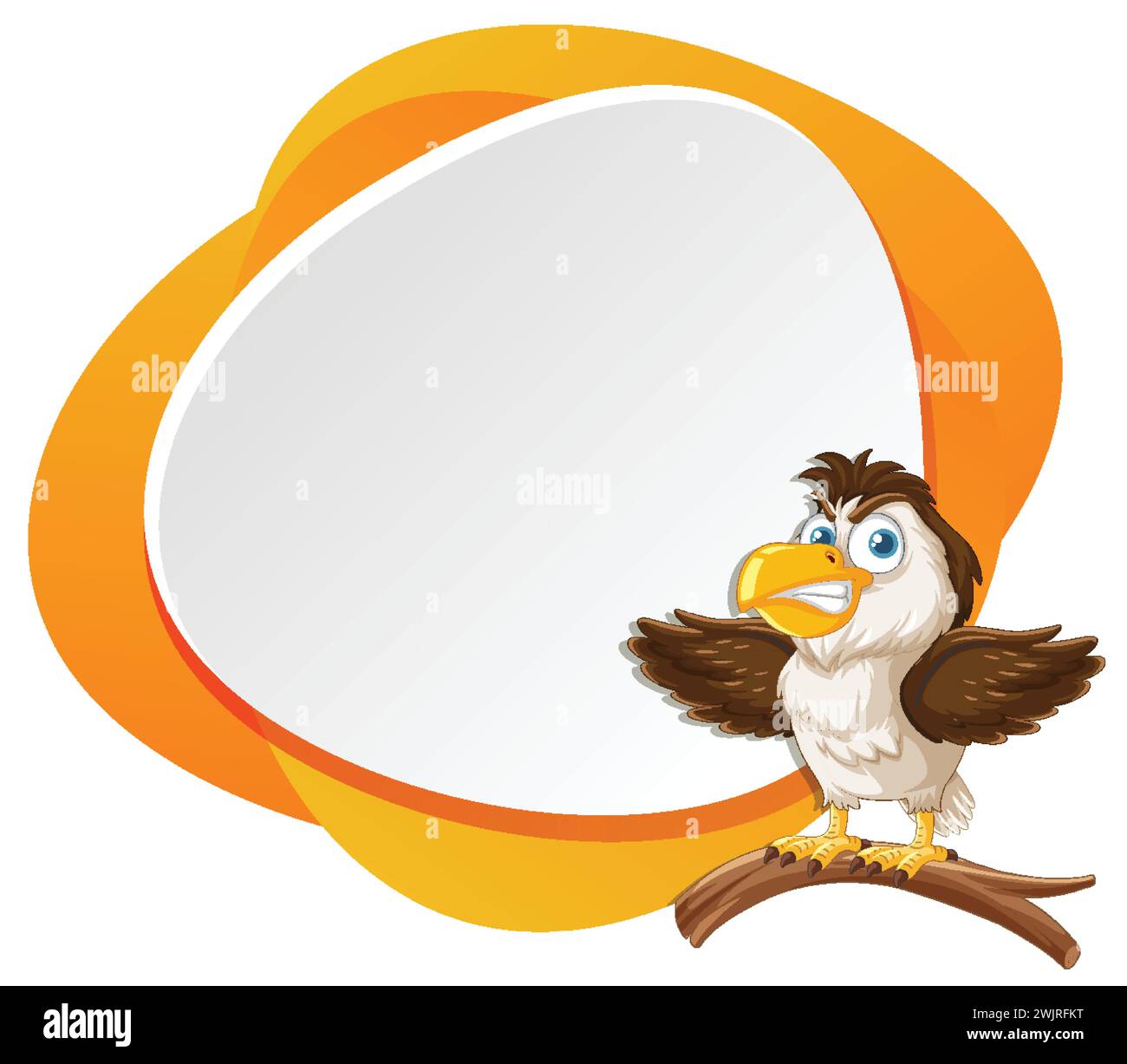 Cartoon eagle perched, presenting an empty bubble Stock Vector Image ...