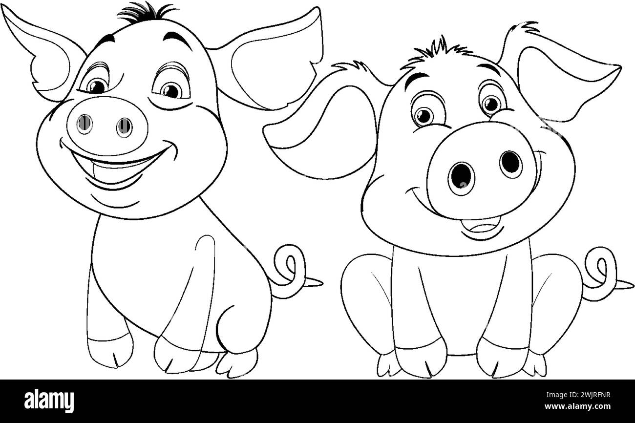 Two happy piglets in a playful vector illustration Stock Vector Image ...