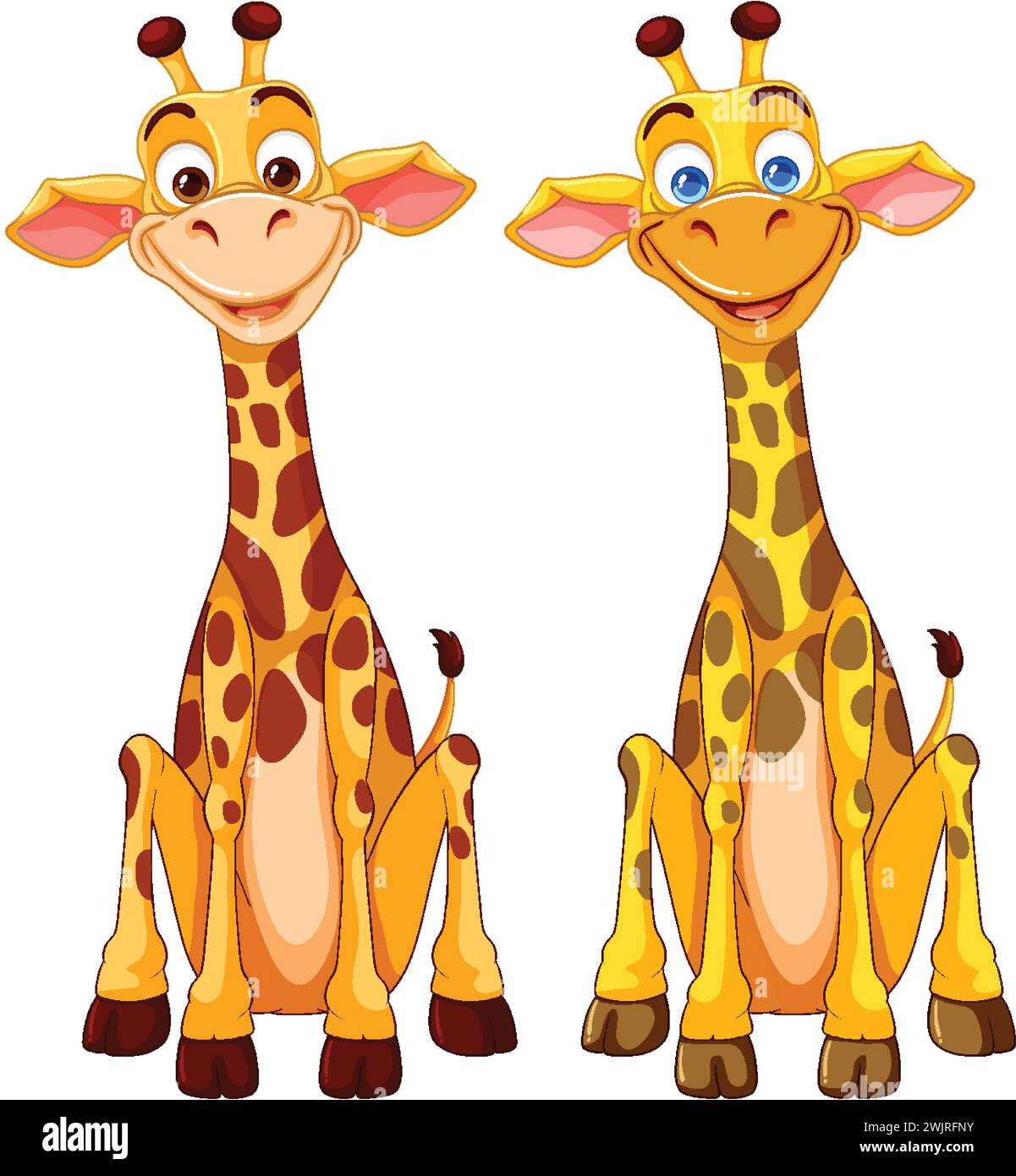 Two Smiling Giraffes In A Playful Vector Graphic Stock Vector Image And Art Alamy