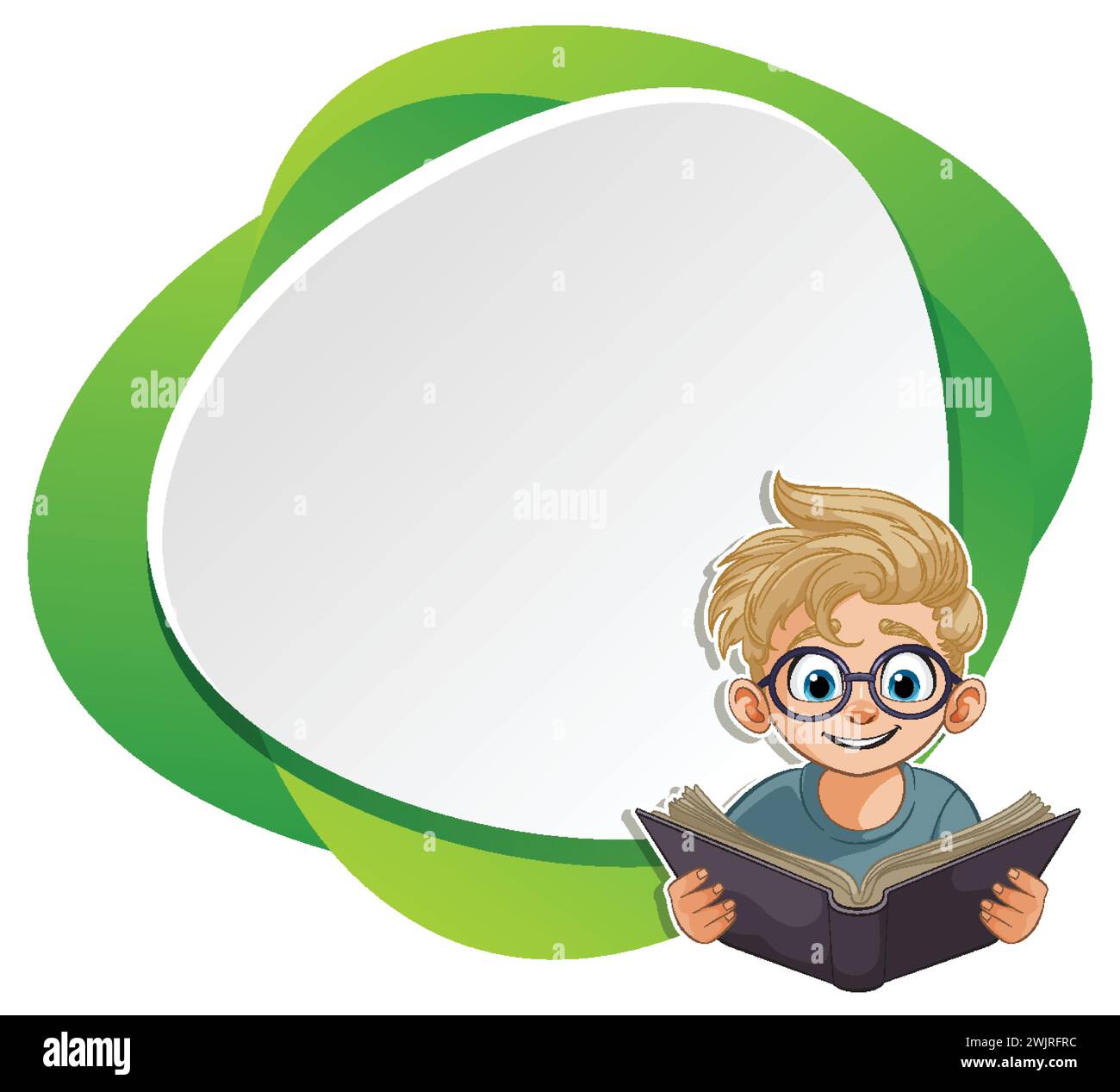 Cartoon boy reading, speech bubble background Stock Vector Image & Art ...