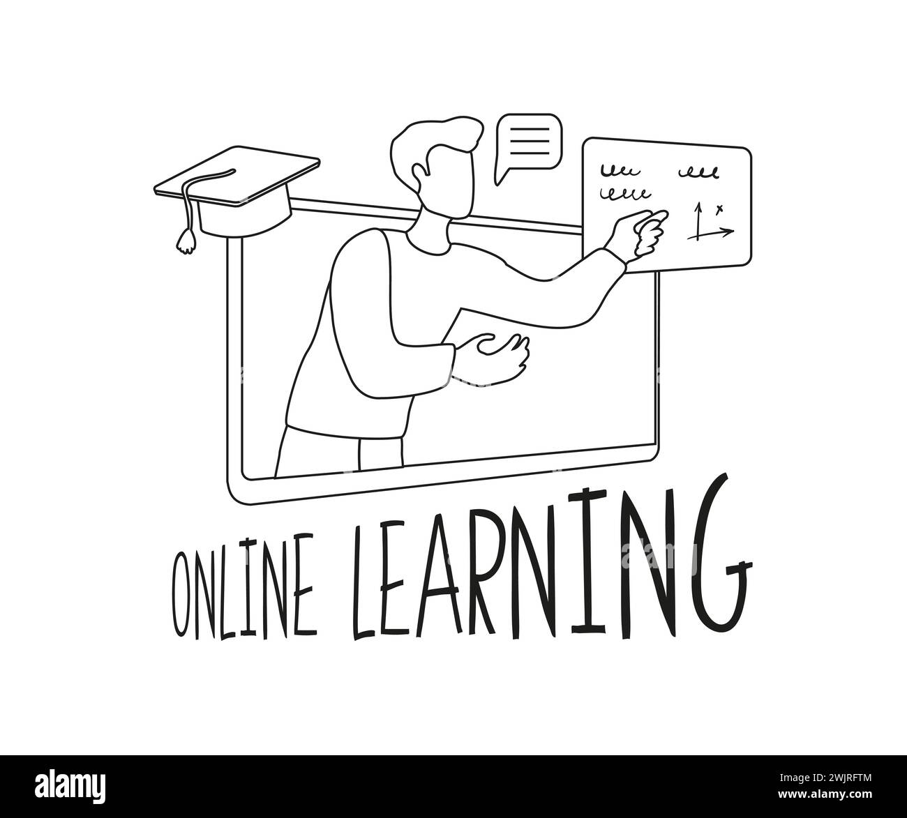 Online learning. Male teacher teaches online. Professor at remote work ...