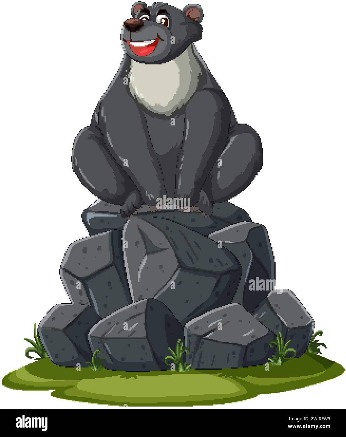 Vector illustration of a happy otter on stones Stock Vector Image & Art ...