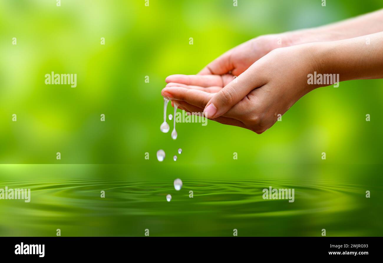 World Water Day concept with world in clean water drop on and fresh ...