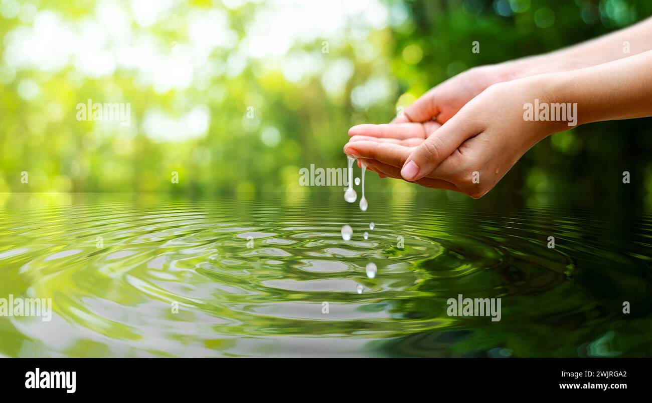 World Water Day concept with world in clean water drop on and fresh ...