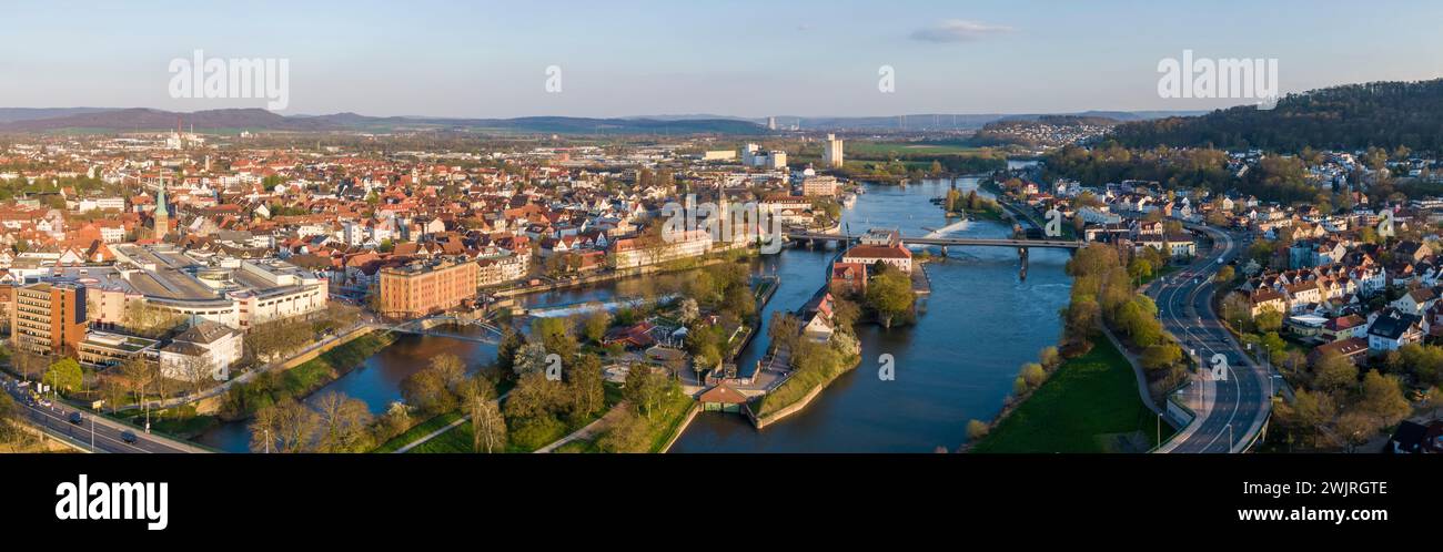 Aerial view of Hameln and the river Weser in Germany Stock Photo - Alamy