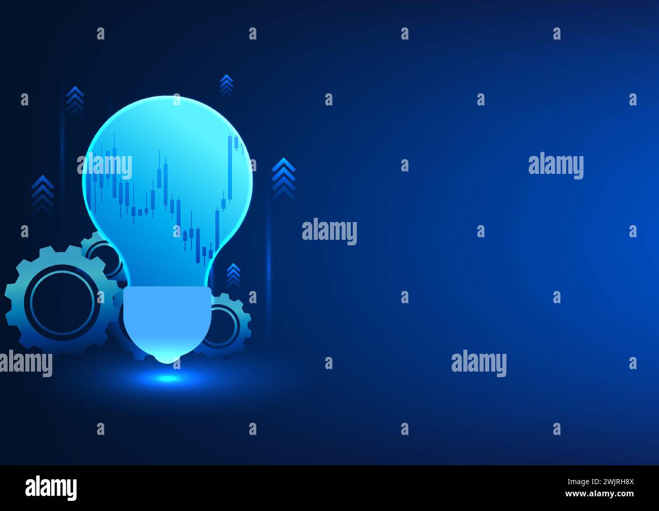 Stock graph technology abstract background inside light bulb with cogs ...