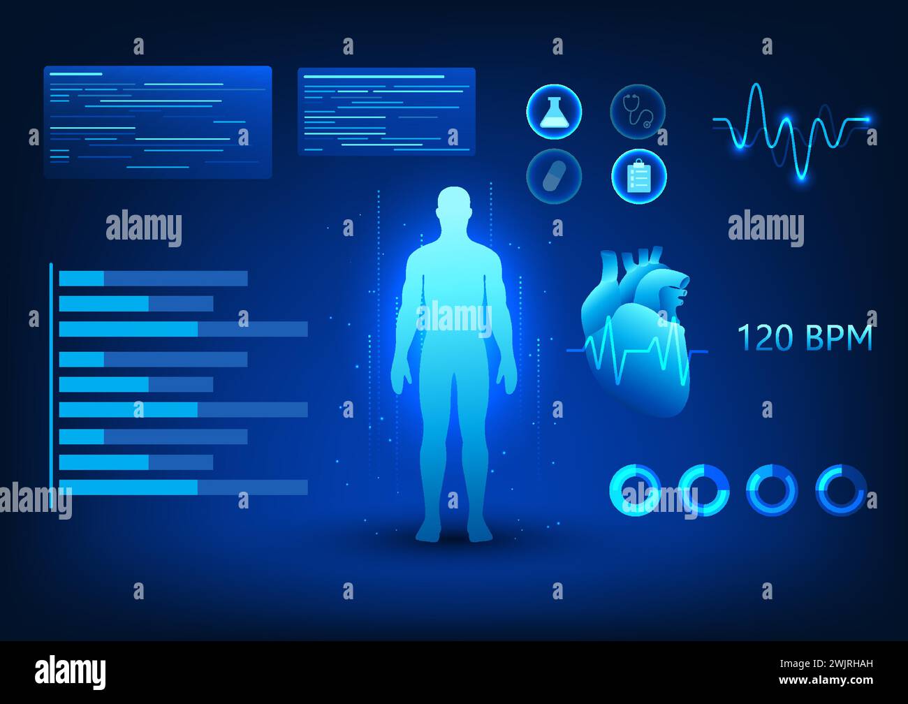 Medical technology A screen that projects a hologram of the human body ...