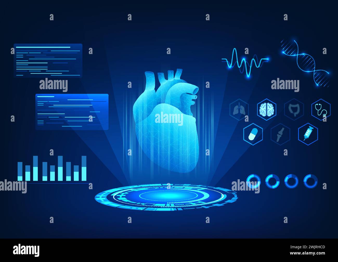 Medical technology background hologram image of the heart that shows ...