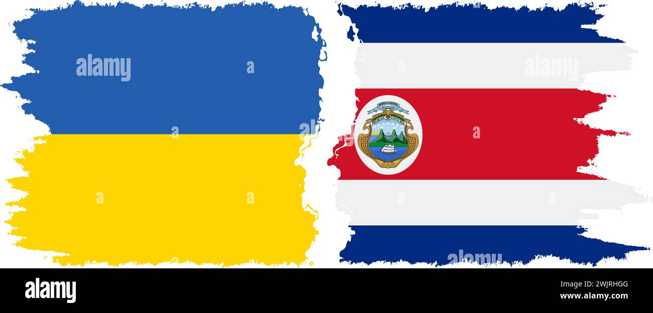Costa Rica and Ukraine grunge flags connection, vector Stock Vector ...
