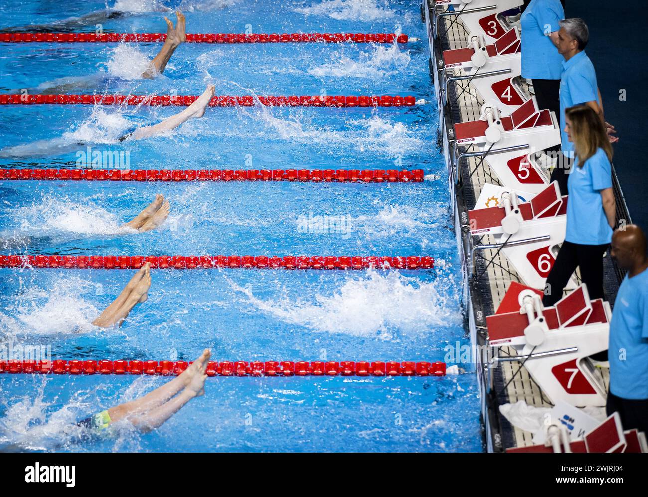 DOHA - Swimmers in action in the men's 50 back during the seventh day ...