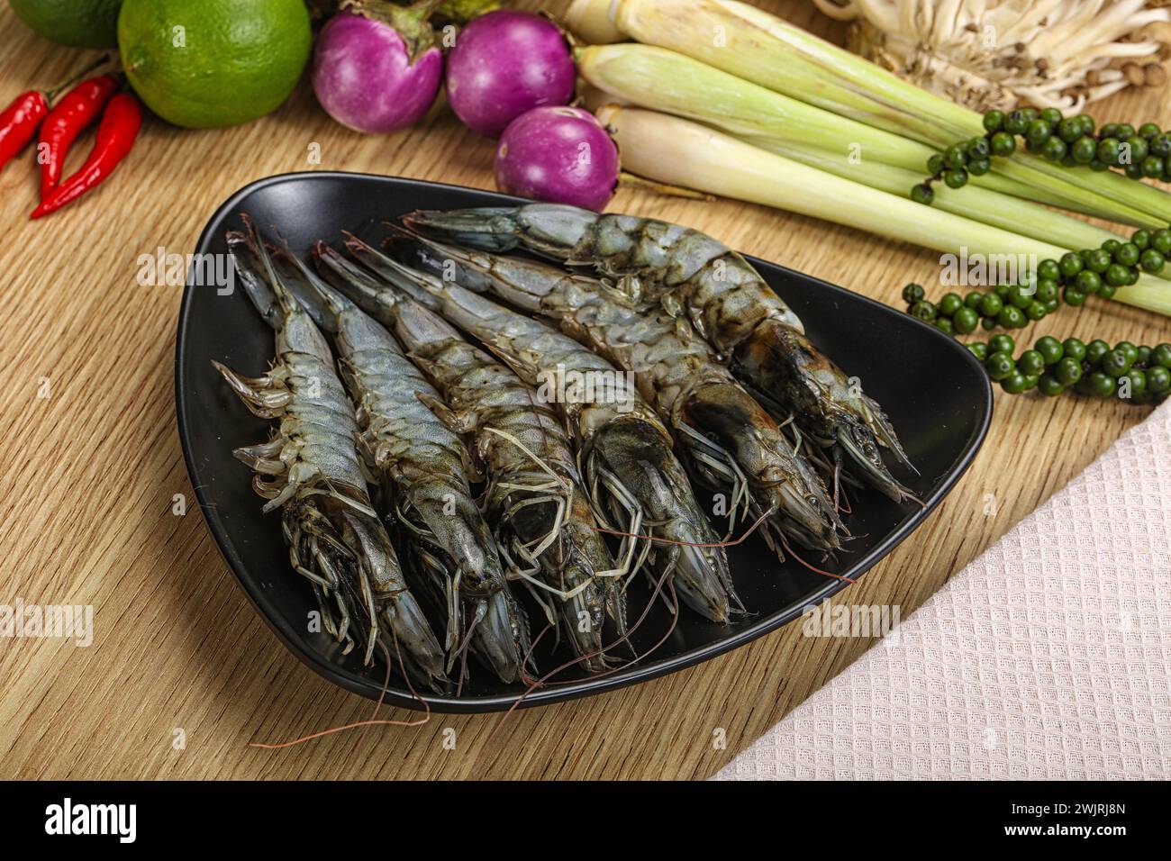 Fresh raw uncooked big tiger prawn Stock Photo - Alamy