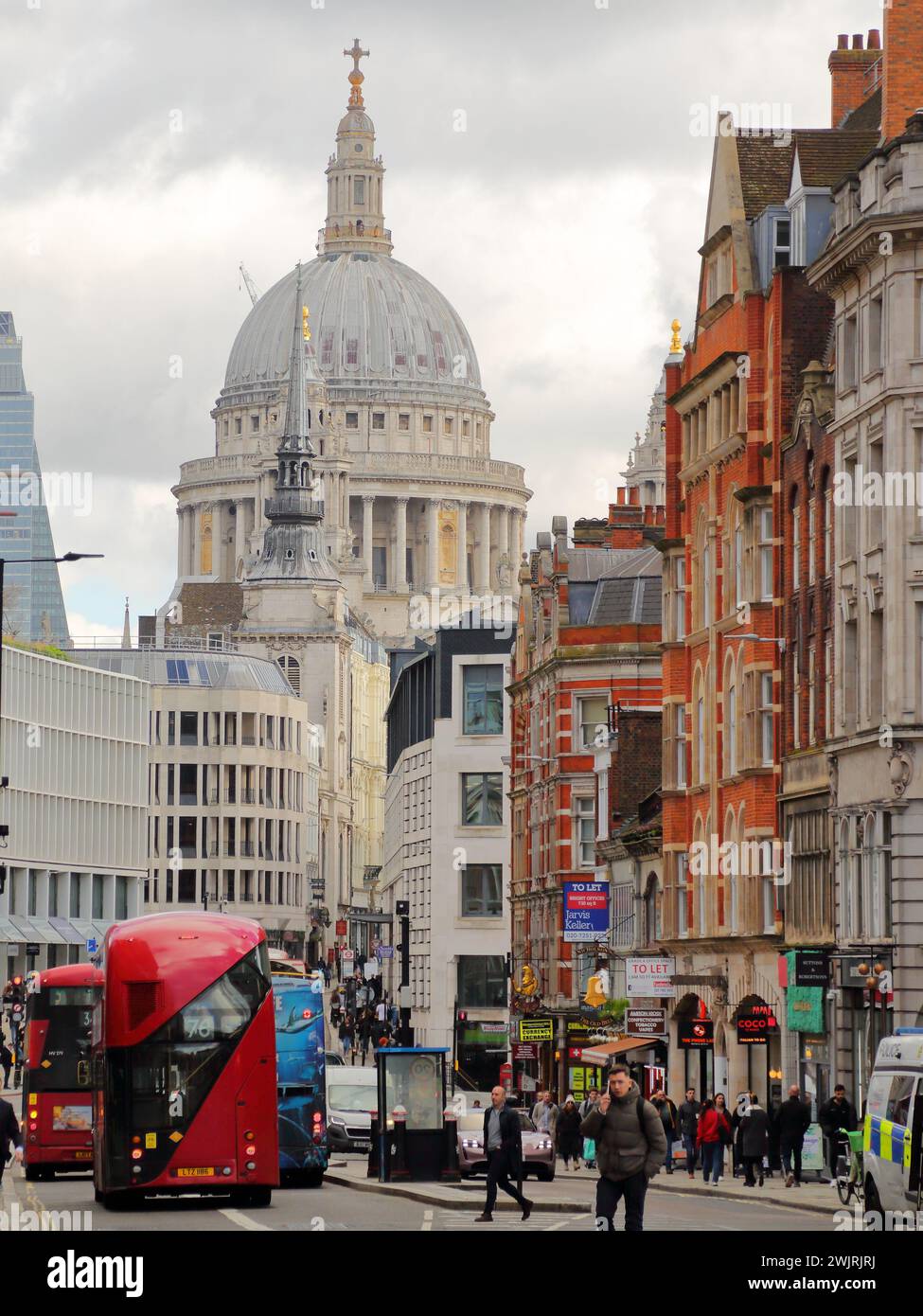 View of Ludgate Hill with St Paul's Cathedral in the background, London ...