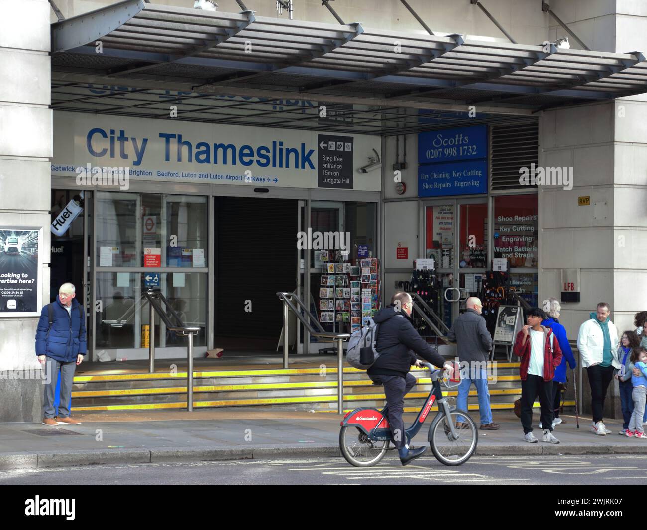 Exterior and main entrance to City Thameslink station, Ludgate Hill ...