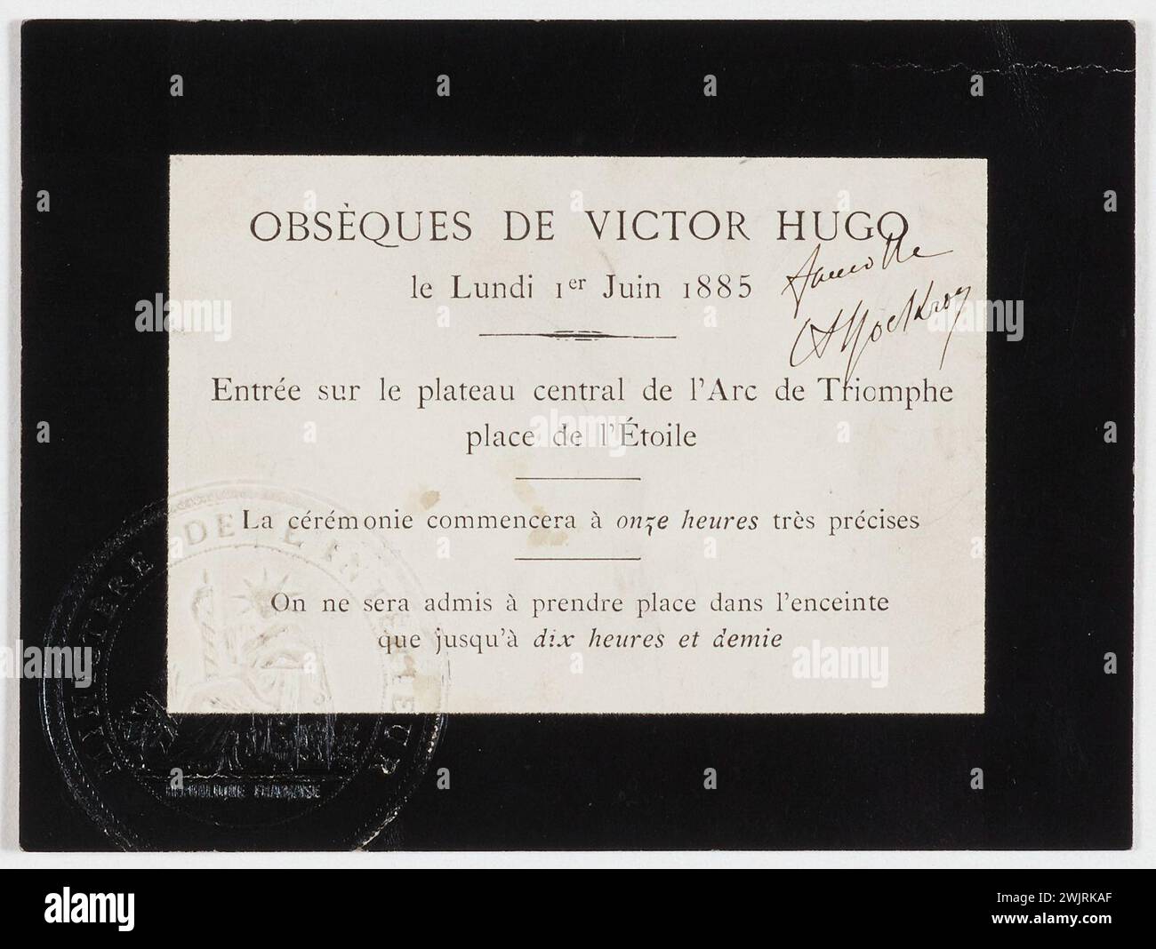 Anonymous, invitation card for the funeral of Victor Hugo (dummy title ...