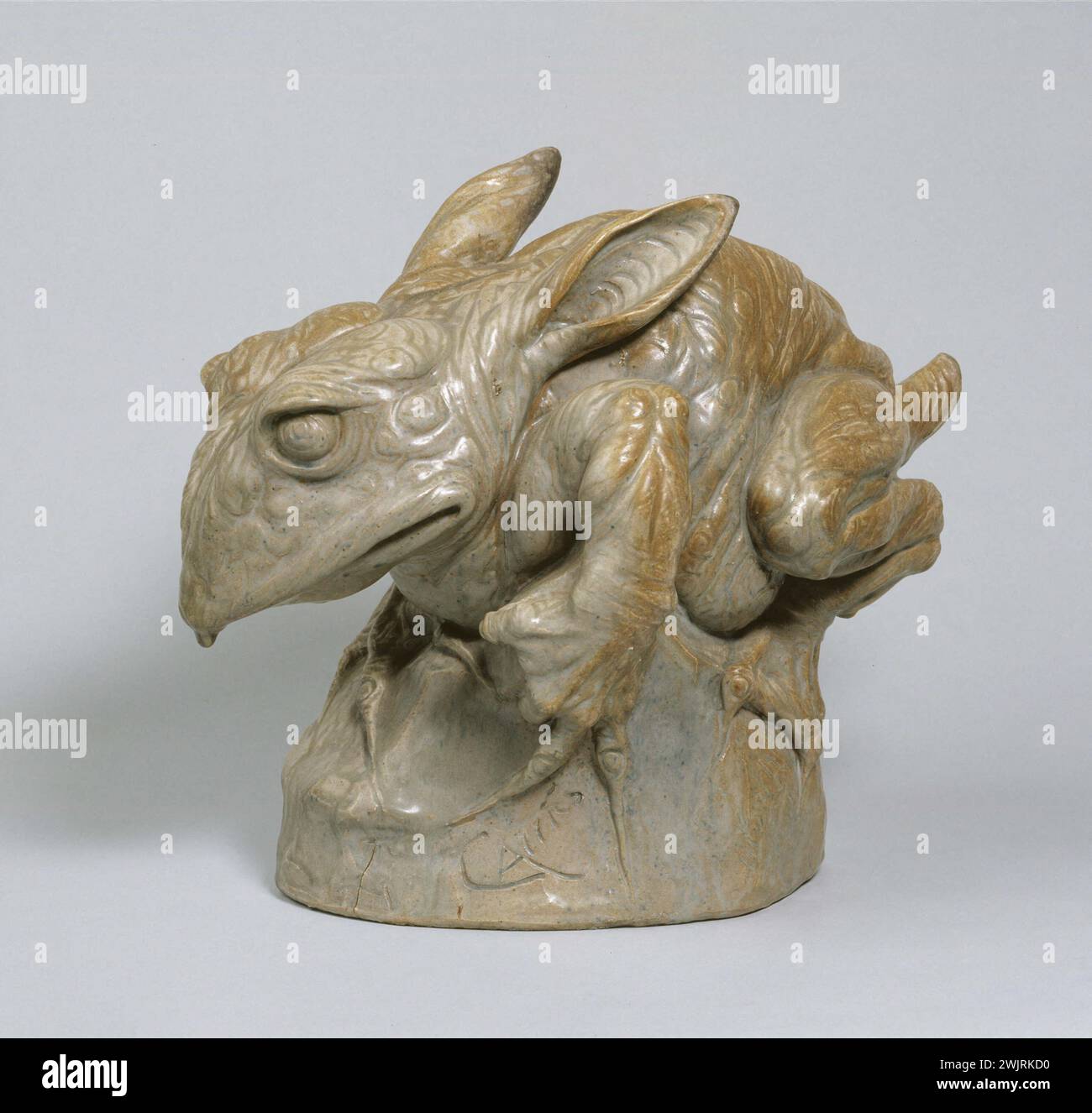 Jean-Joseph Carriès (1855-1894). "Grouille with rabbit ears". Beige enameled sandstones. Museum ...