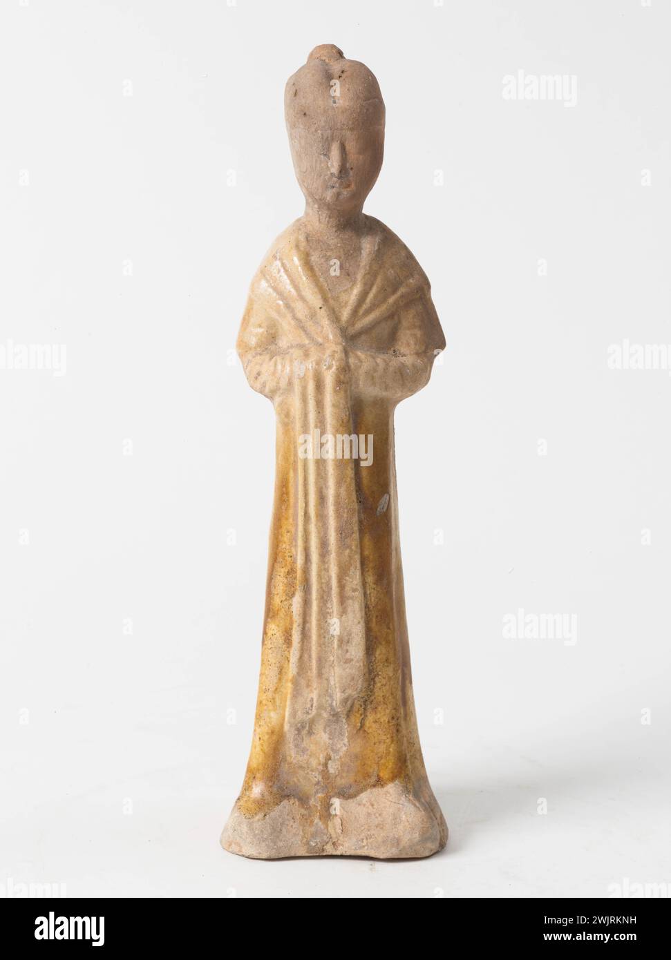 Mingqi: Standing woman ". Terracotta with yellow and cream glaze. Tang ...