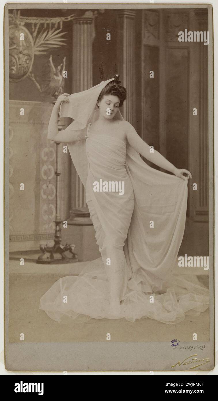 Portrait of Réjane holding her veil (1856-1920), actress). Nadar ...