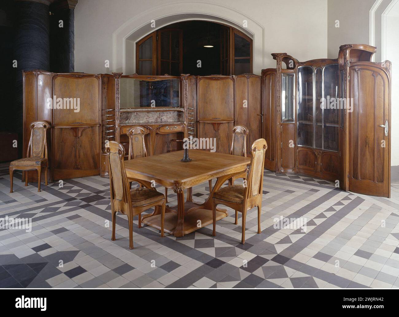 Hector Guimard (1867-1942). "Dining room with woodwork, an argentier, a ...