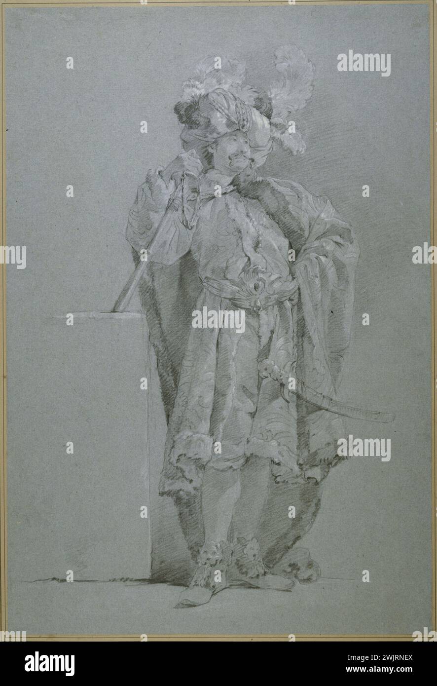 Joseph-Marie Vien (1716-1809). "The Ambassador of Persia". Black stone ...