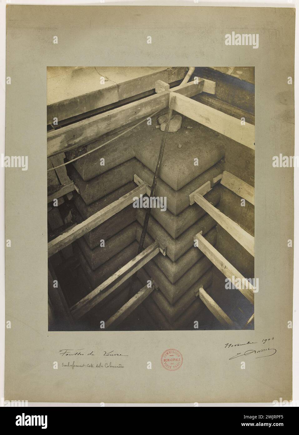 Soubassements of the Palais du Louvre, Paris (1 arr.). Photograph by ...
