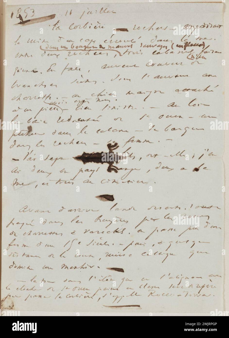 Hugo, Victor (n.1802-02-26-D.1885-05-22), handwritten note: 1853 July ...