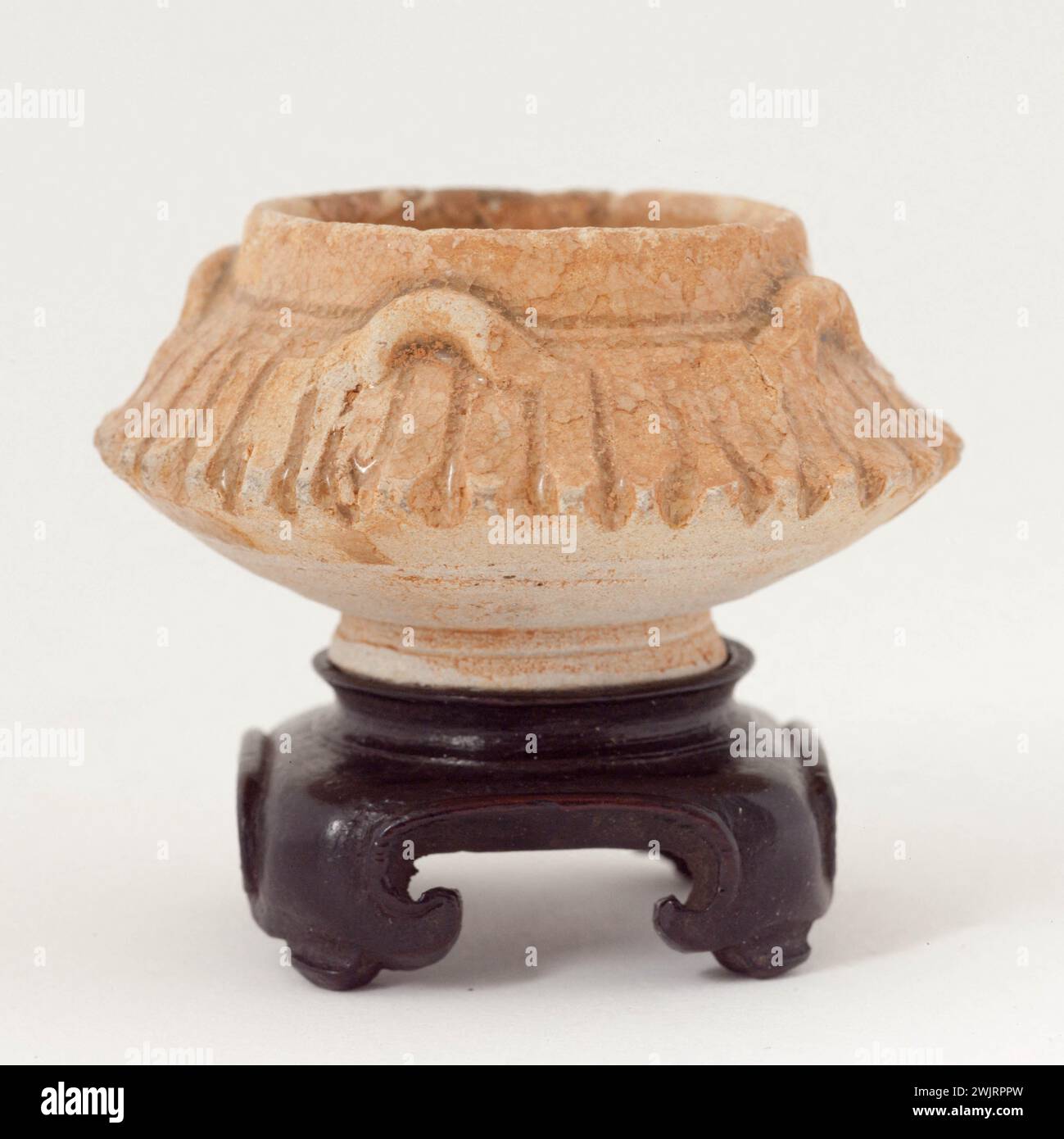 Miniature jar ". Terracotta covered yellow green. China, Tang dynasty ...