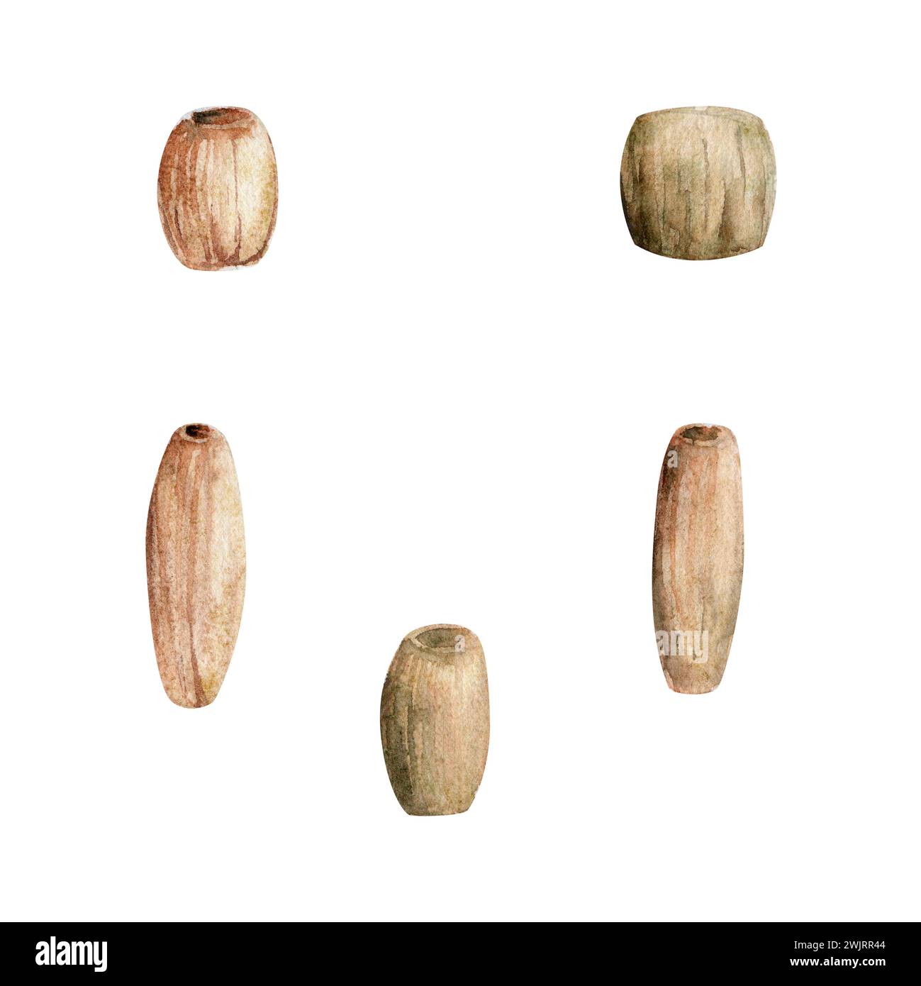 Hand drawn watercolor illustration craft hobby DIY handmade wooden ...