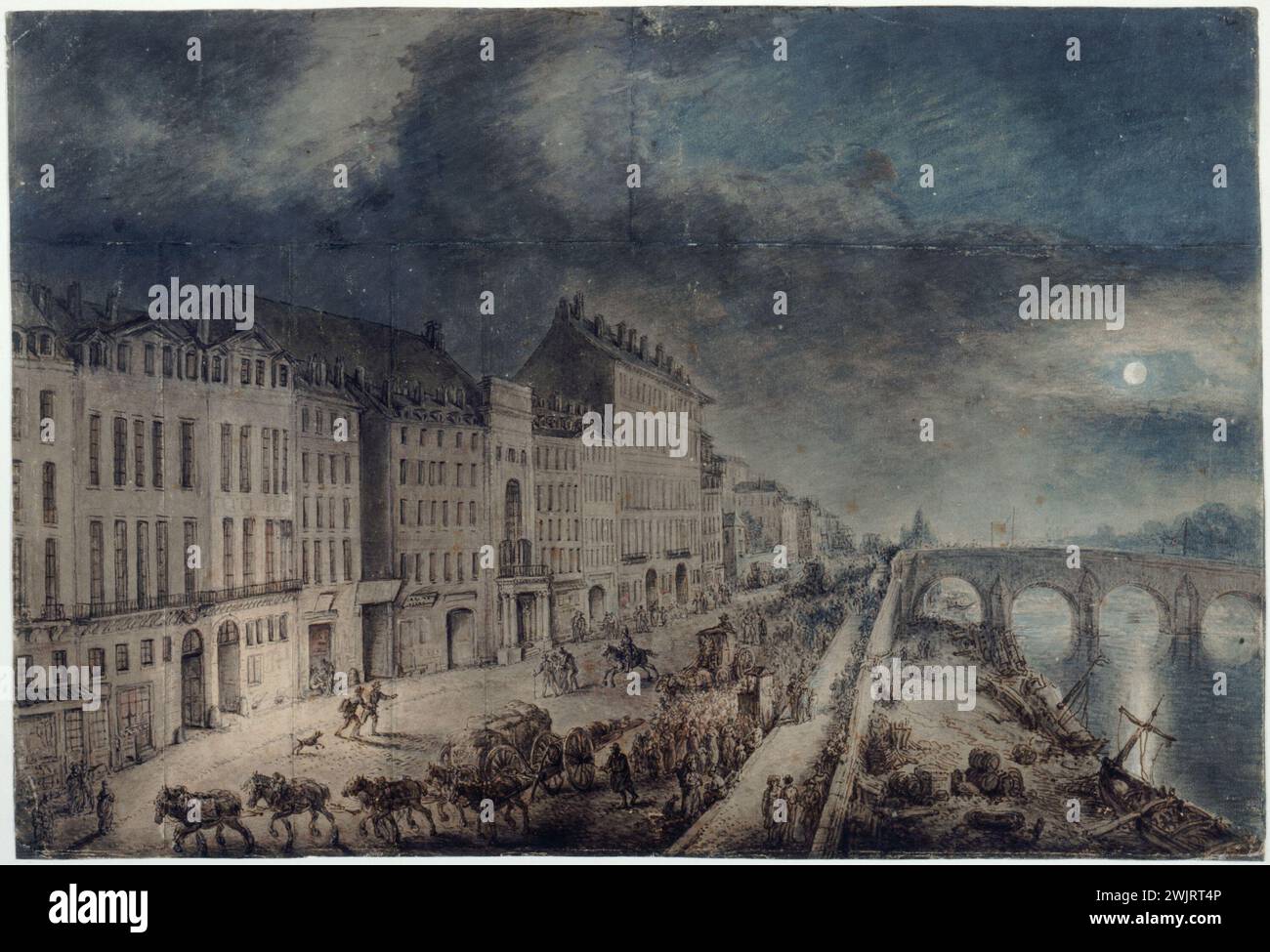 Jean-Pierre Norblin de la Gourdaine (1745-1830). "The quay of Théatins ...