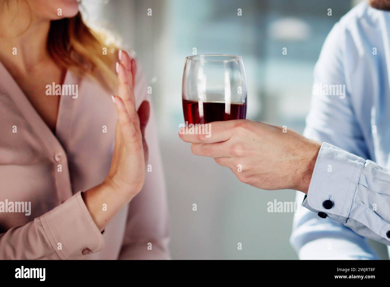 Stop Drinking Alcohol. Refuse Glass Of Whisky. Say No Stock Photo - Alamy