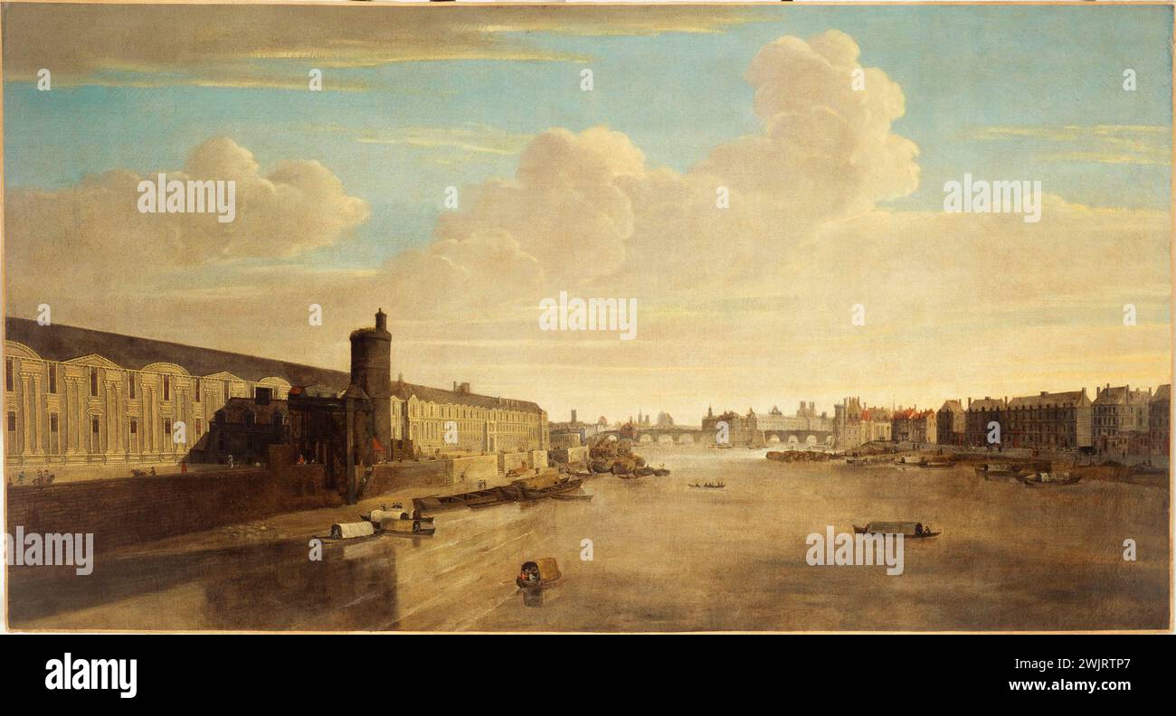 Anonymous. The large gallery of the Louvre, with the new door, the Pont ...