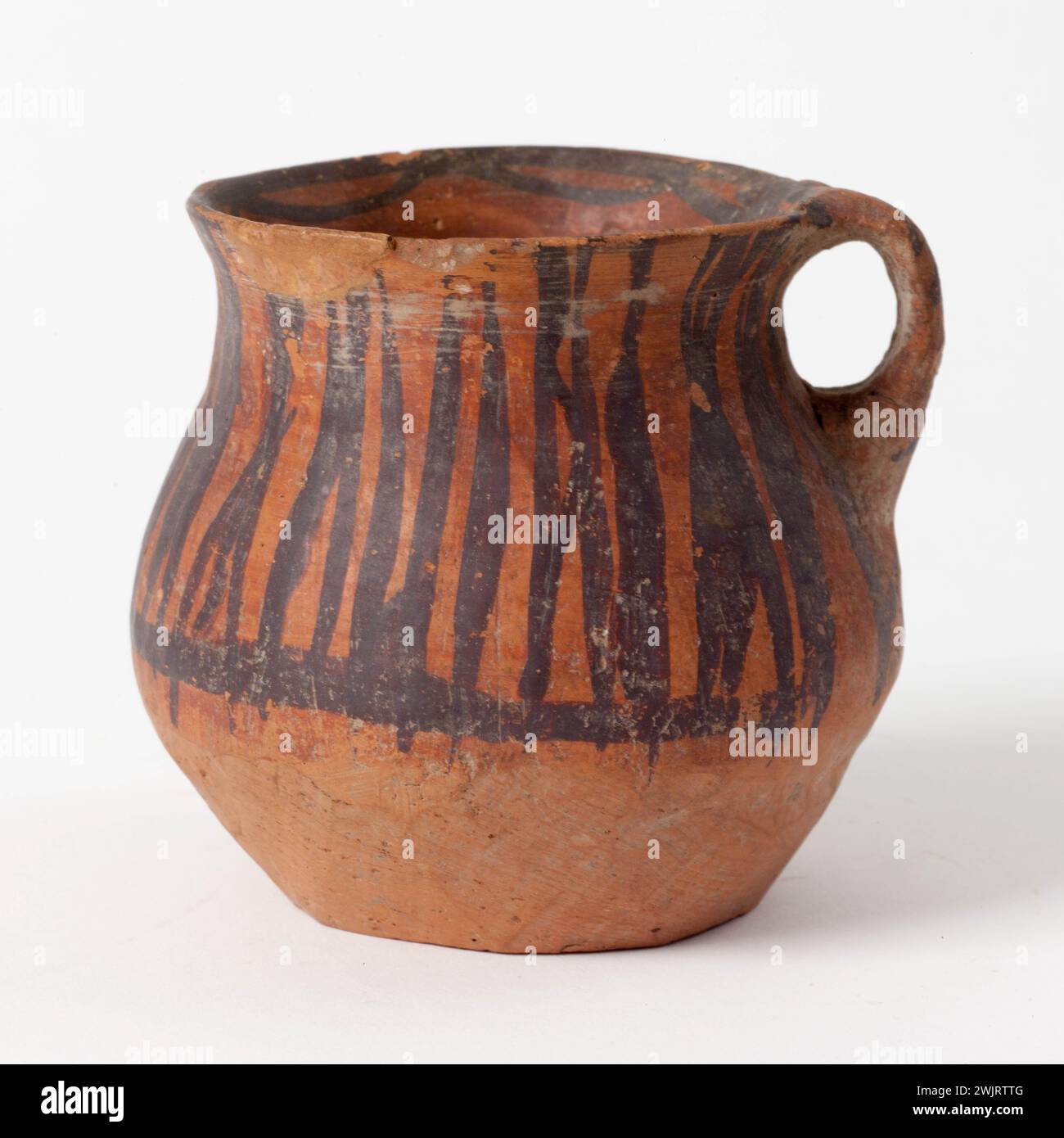 Cup ". Terracotta with painted decoration in black. Neolithic period ...