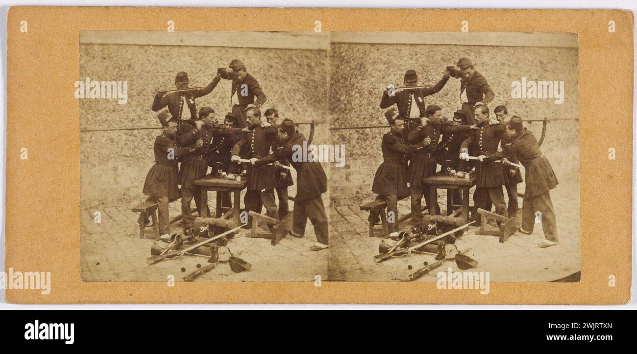 Group of soldiers posing standing around a table ". Anonymous ...