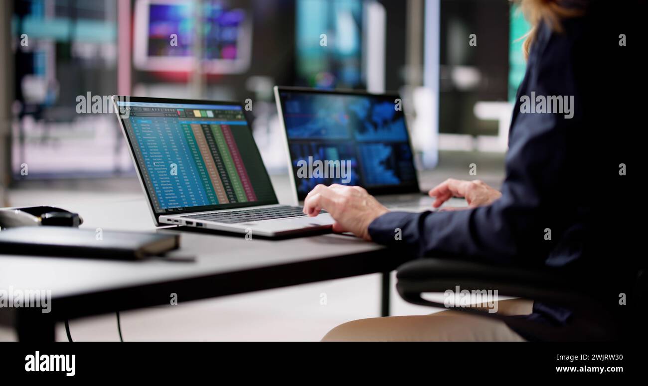 Financial KPI Dashboard Report And Spreadsheet Software In Office Stock ...