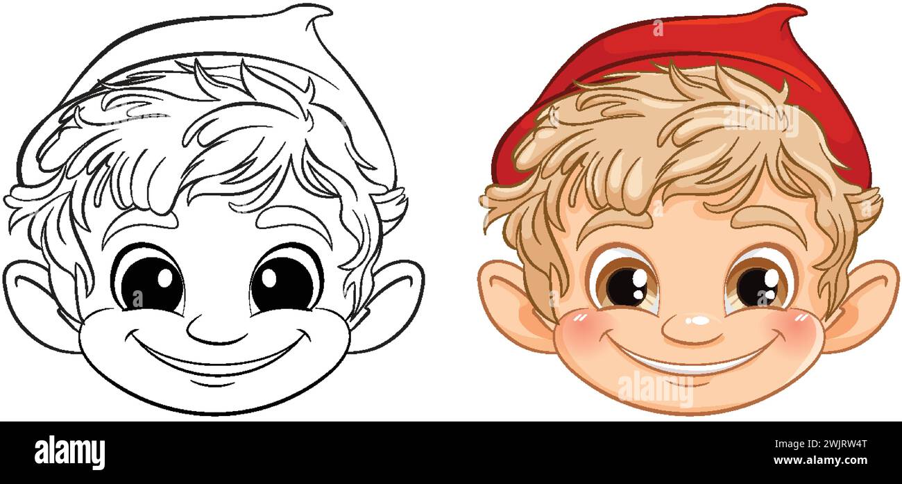 Vector illustration of a smiling elf child Stock Vector Image & Art - Alamy