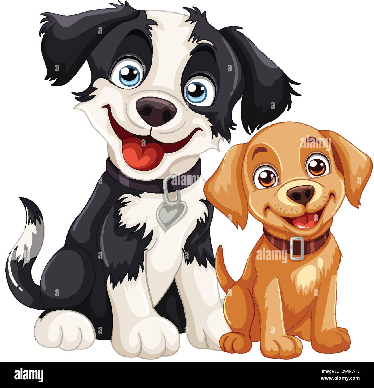 Two happy cartoon dogs sitting together Stock Vector Image & Art - Alamy