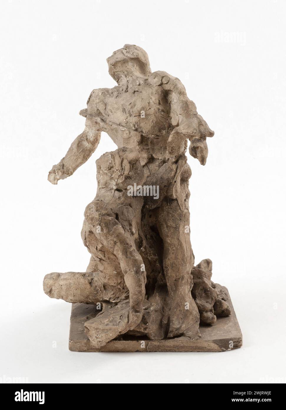 Alexandre Falguière (1831-1900). Group of two men. Tinted plaster. 1882 ...