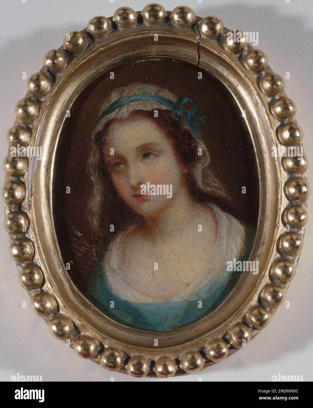Portrait dit de Charlotte Corday (1768-1793) ". Oil on anonymous copper ...