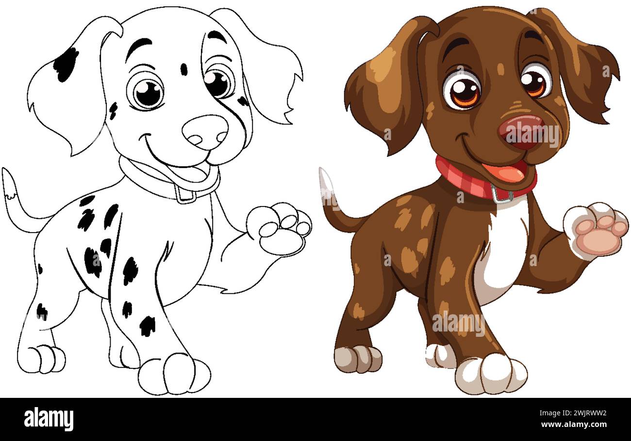 Two cartoon dogs with happy expressions Stock Vector Image & Art - Alamy