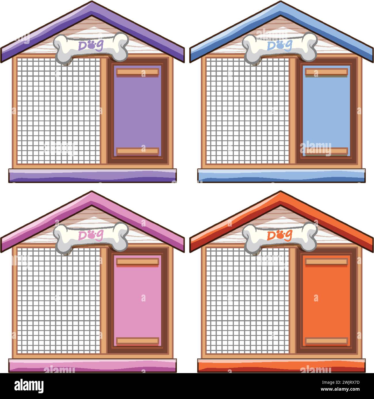 Four vector dog houses with different colors Stock Vector Image & Art ...