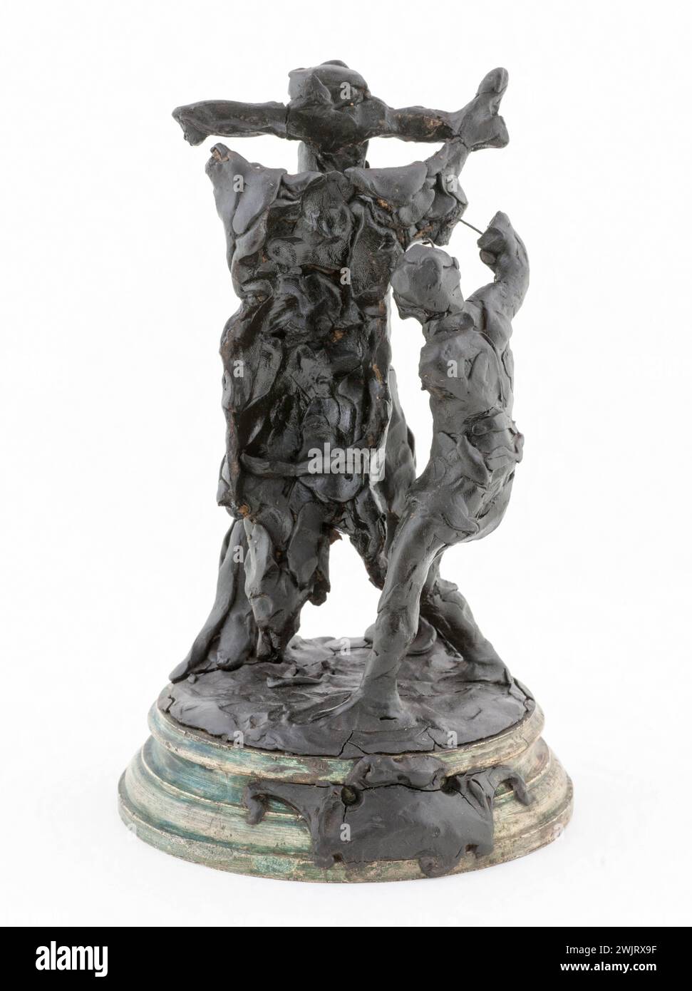 Alexandre Falguière (1831-1900). The butcher. Black tinted wax on a ...