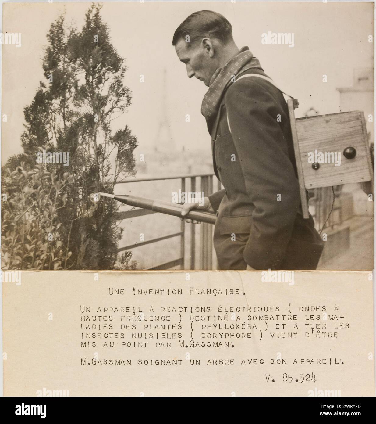 Trampus. "Propaganda photograph: Men treating a bush with an electrical ...