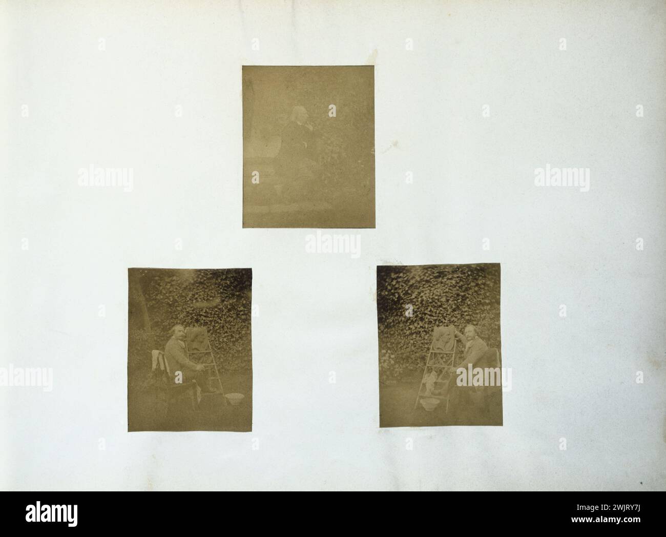 Album Allix, 1855-1860 ". Victor Hugo seated on a bench in the garden ...